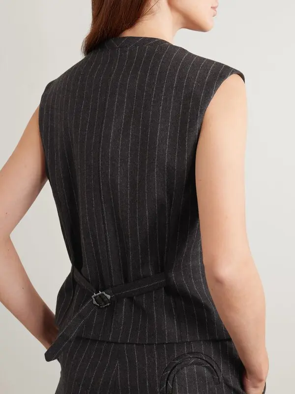 BLAZÉ MILANO Pinstriped Wool And Cashmere-blend Vest
