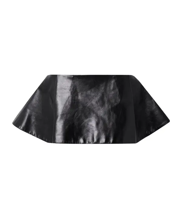 Khaite Rafla Pleated Leather Mini Skirt - No