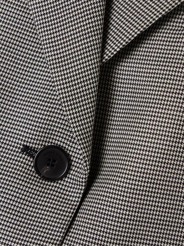 ANINE BING Sara Houndstooth Wool-blend Blazer - No