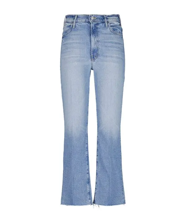 MOTHER The Hustler Frayed-hem Jeans - Light Blue
