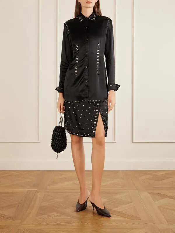 WALES BONNER Satin Shirt With Stud Detailing