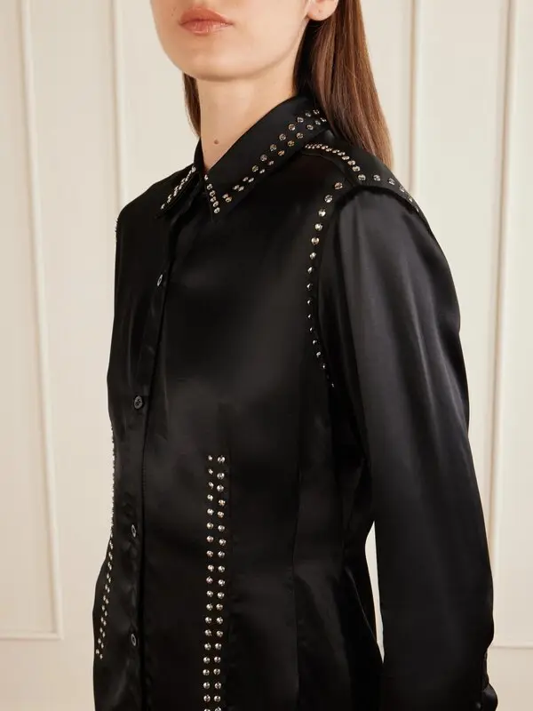 WALES BONNER Satin Shirt With Stud Detailing