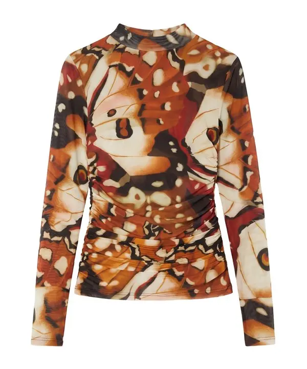 Farm Rio Sheer Printed Long-sleeve Top - No