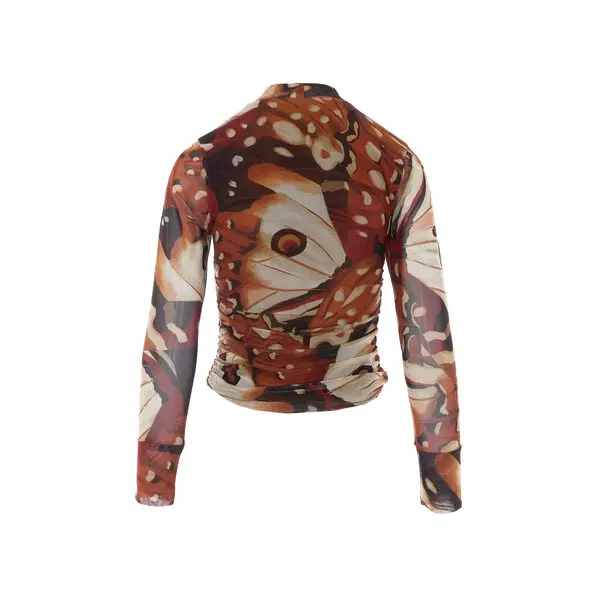 Farm Rio Sheer Printed Long-sleeve Top