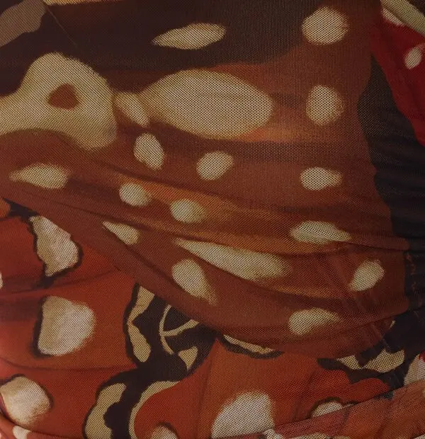Farm Rio Sheer Printed Long-sleeve Top