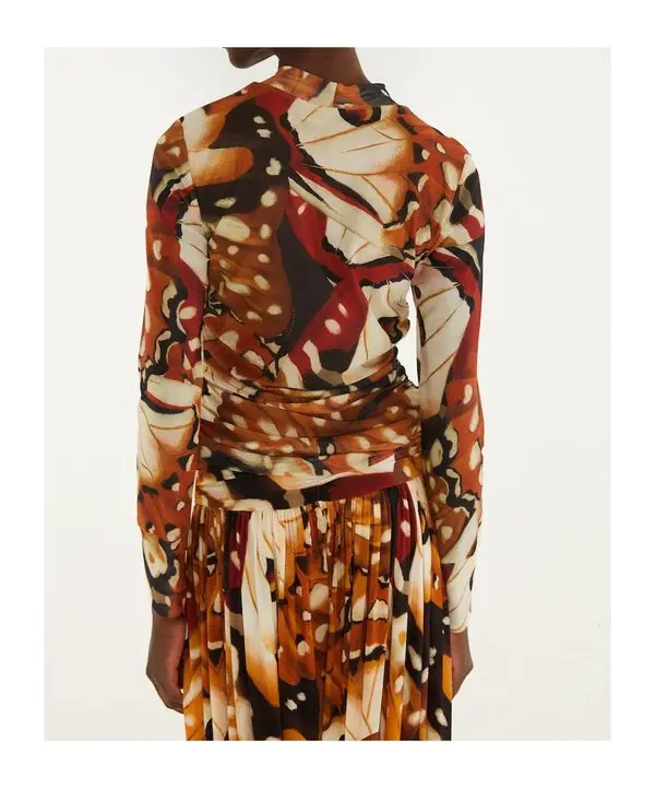 Farm Rio Sheer Printed Long-sleeve Top