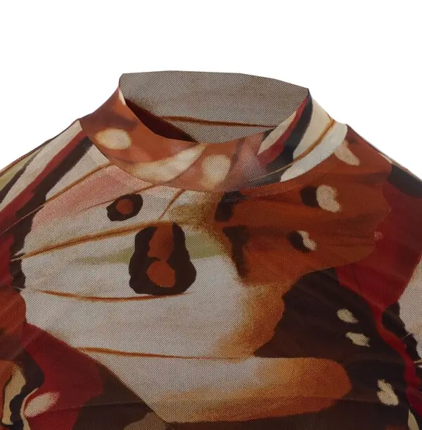 Farm Rio Sheer Printed Long-sleeve Top