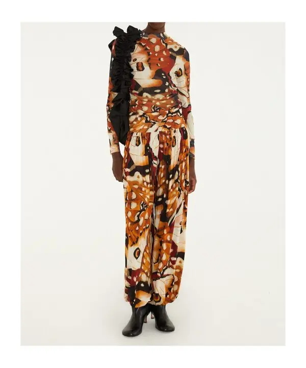 Farm Rio Sheer Printed Long-sleeve Top