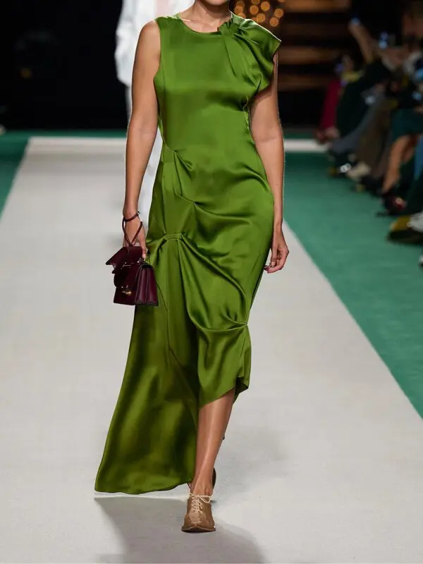 Victoria Beckham Draped Satin Midi Dress