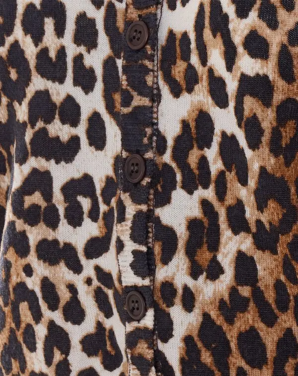 GANNI Leopard-print V-neck Cardigan