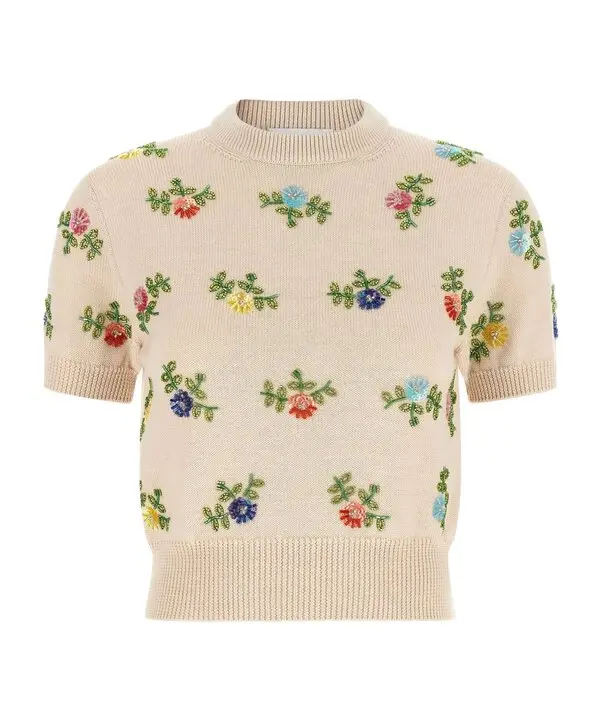 Rabanne Beaded Floral Knitted Top - No