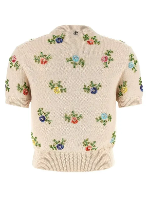 Rabanne Beaded Floral Knitted Top