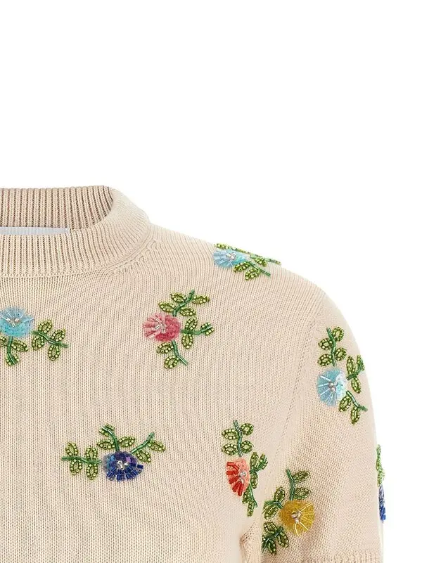 Rabanne Beaded Floral Knitted Top
