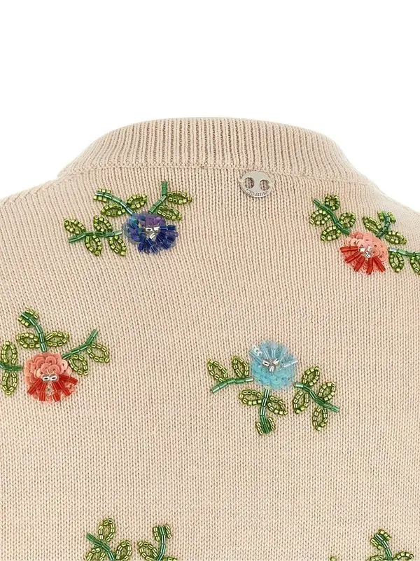 Rabanne Beaded Floral Knitted Top