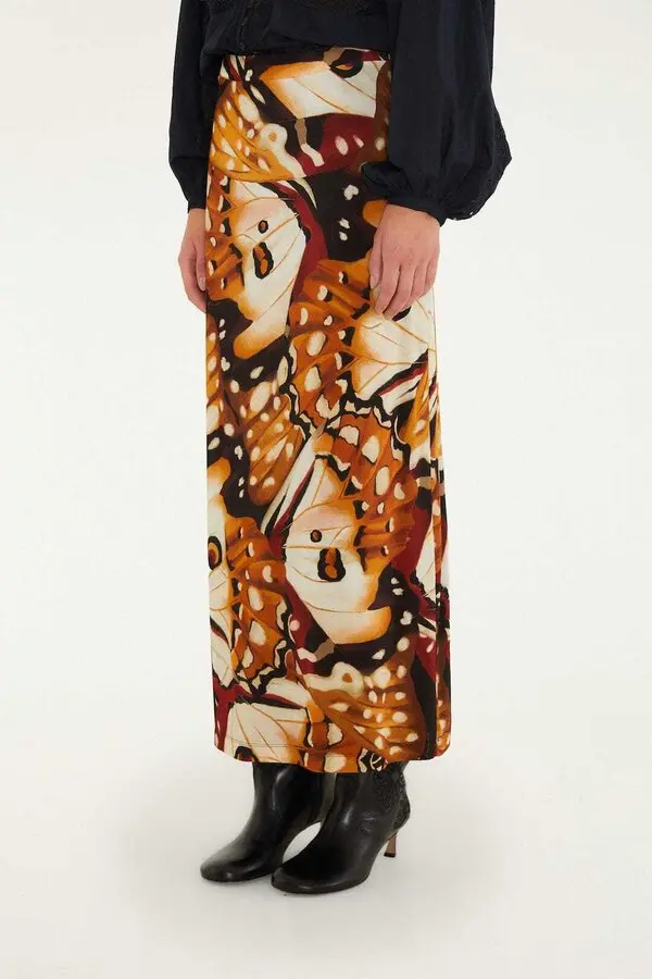 Farm Rio Butterfly Print Midi Skirt