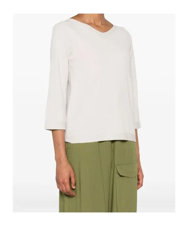 D.exterior V-neck Long Sleeve Top