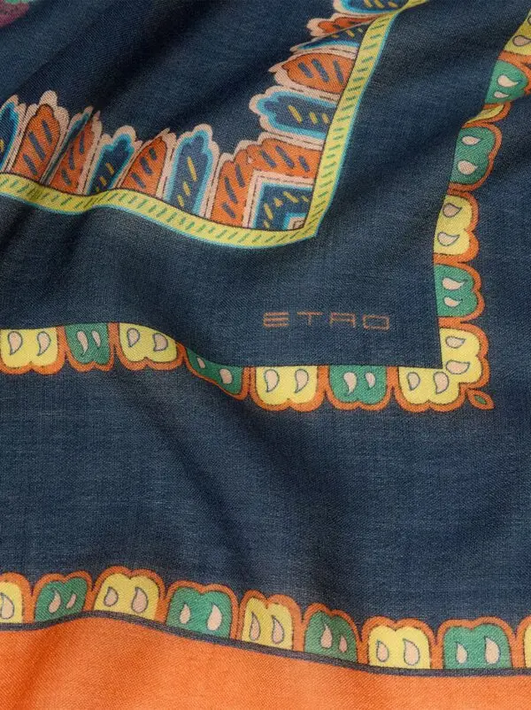 Etro Paisley Border Square Shawl