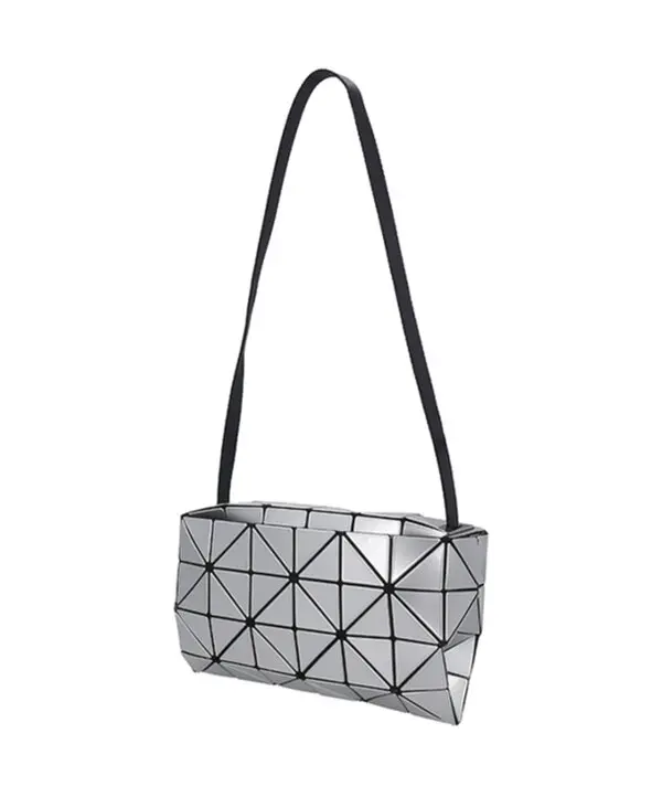 Issey Miyake Geometric Patchwork Glossy Diamond-quilt Shoulder Bag - Gray