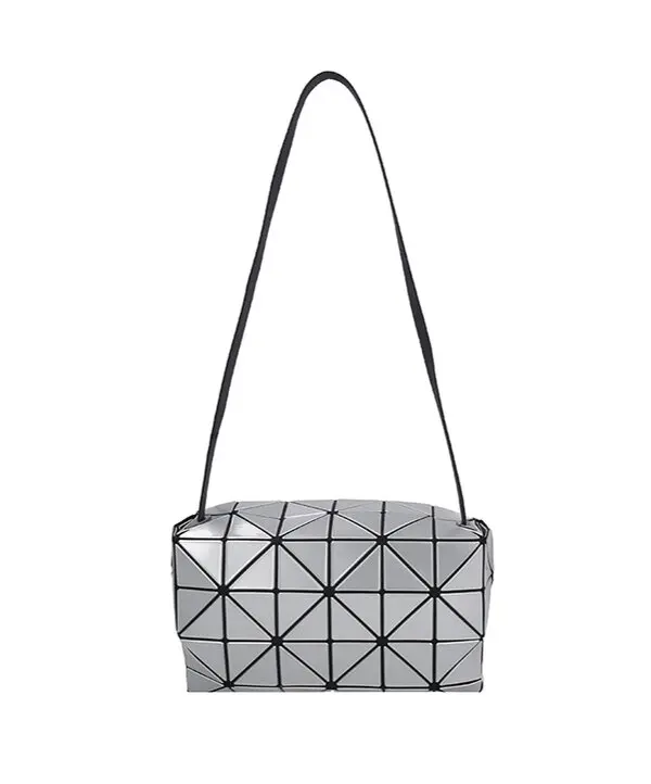 Issey Miyake Geometric Patchwork Glossy Diamond-quilt Shoulder Bag - Gray