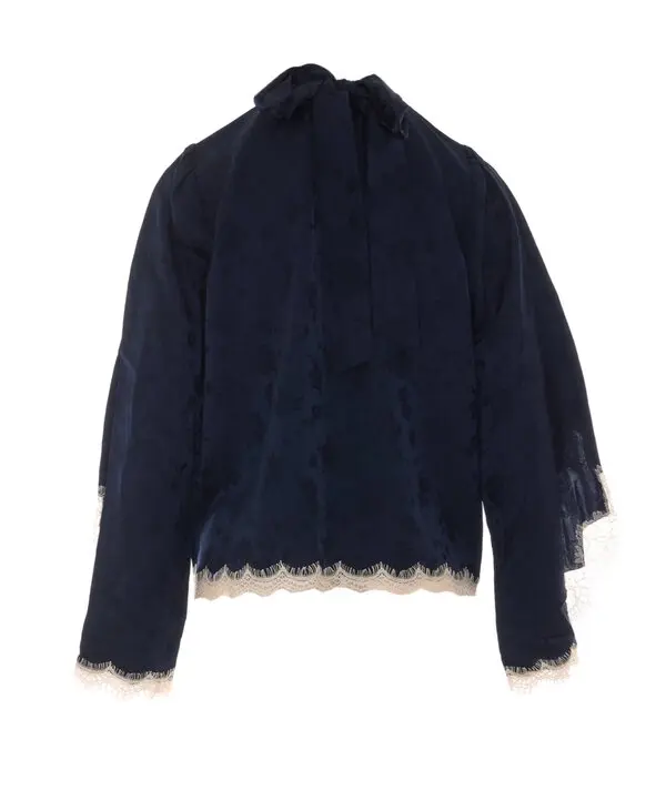 Sea Lace-trimmed Jacquard Shirt