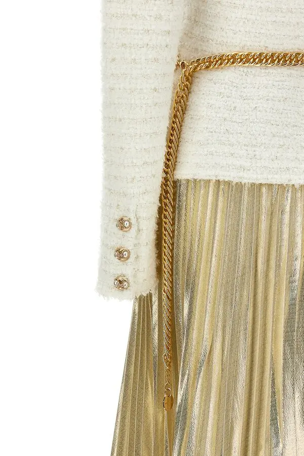 SELF-PORTRAIT Long Pleated Skirt Dress
