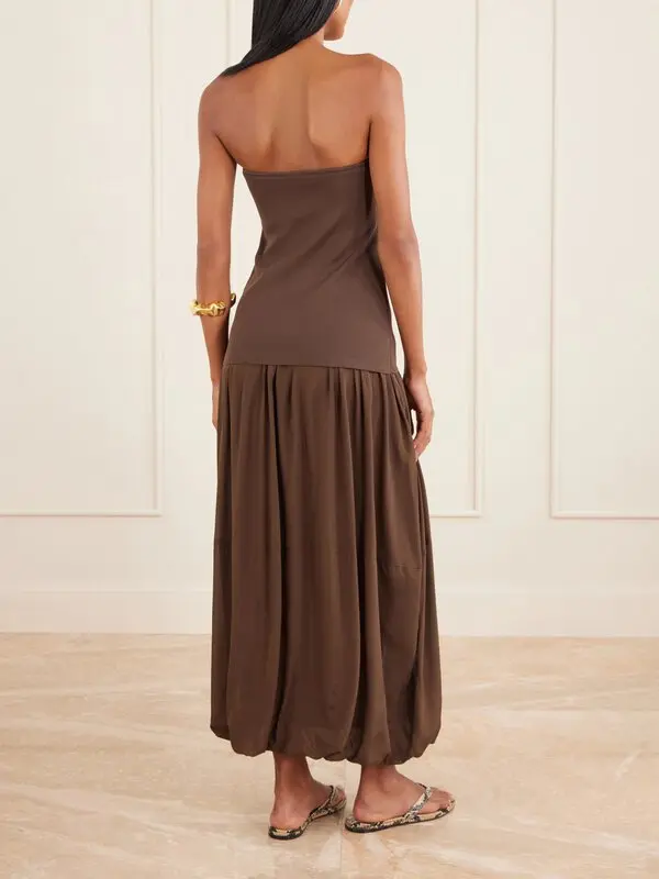 ST. AGNI Ribbed Pleated Jersey Midi Dress