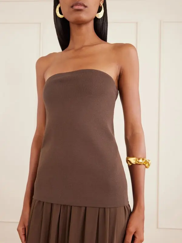 ST. AGNI Ribbed Pleated Jersey Midi Dress