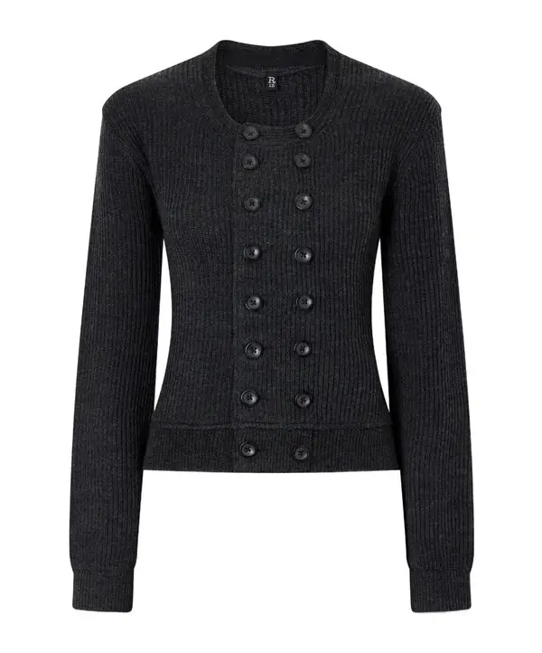 R13 Double-breasted Ribbed-knitc Ardigan