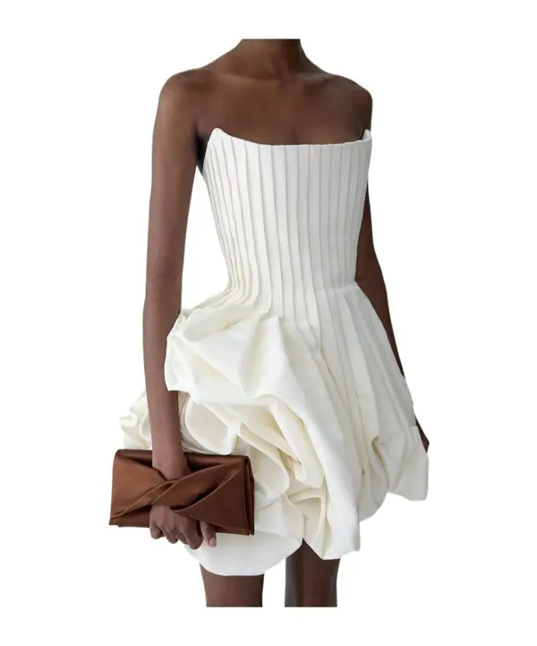 Carolina Herrera Pleated Bubble Mini Dress