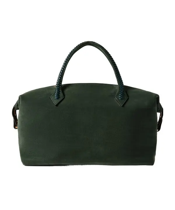 METIER Medium Braided Leather-trimmed Suede Tote