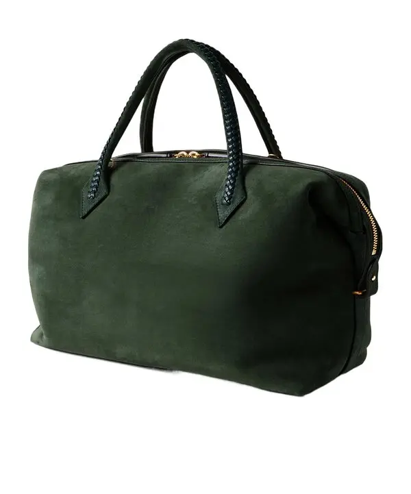 METIER Medium Braided Leather-trimmed Suede Tote