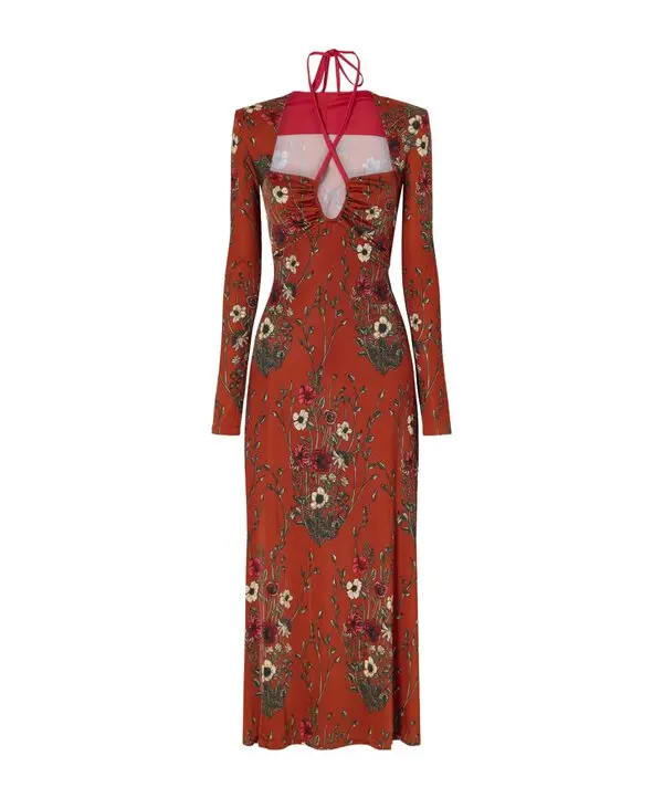 Johanna Ortiz Gathered Floral-print Stretch-jersey Midi Dress - No