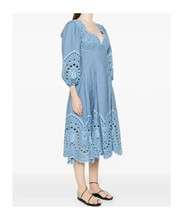 Charo Ruiz Ibiza Corbin Puff-sleeves Midi Dress