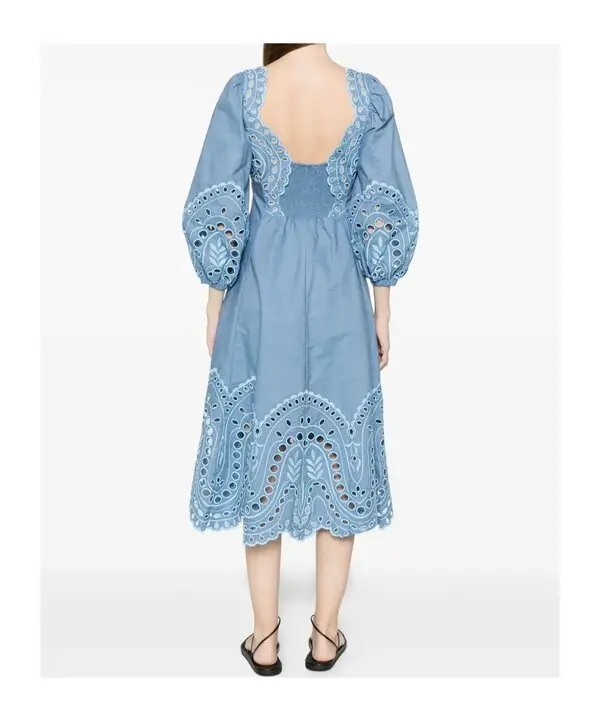 Charo Ruiz Ibiza Corbin Puff-sleeves Midi Dress