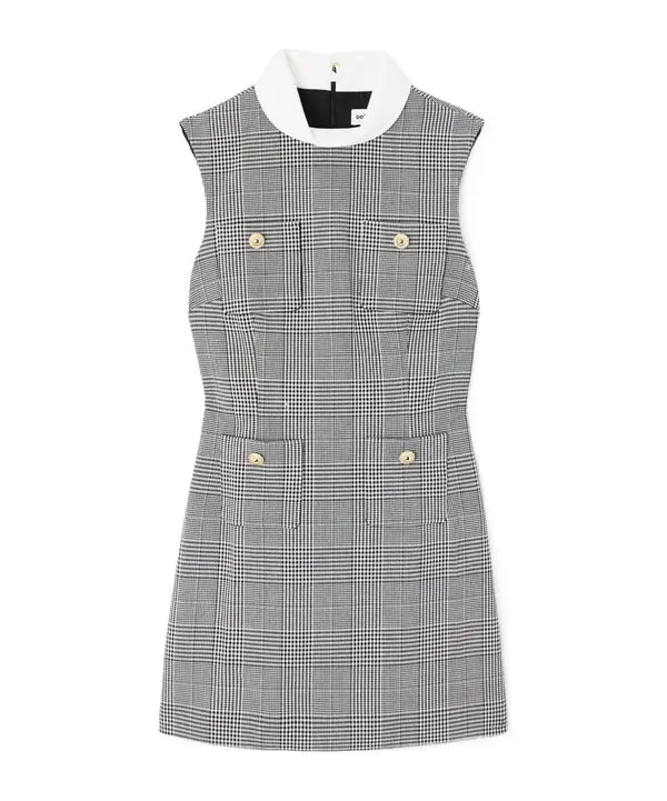 SELF-PORTRAIT Sleeveless Prince Of Wales Check Mini Dress - No