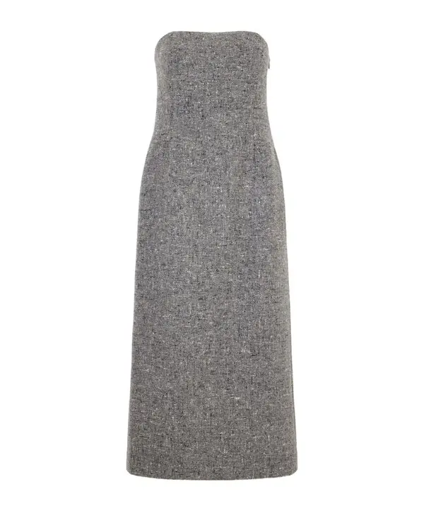 Auralee Strapless Wool-tweed Midi Dress