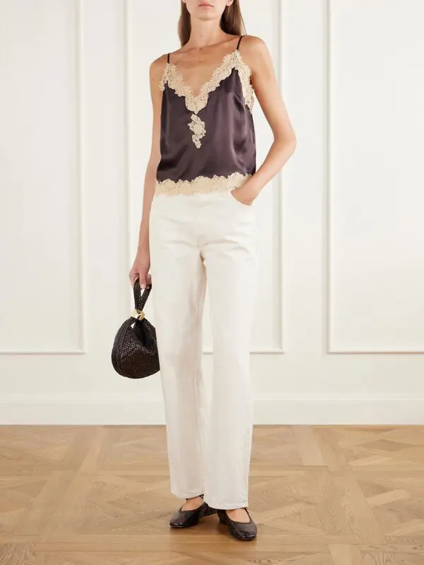 DÔEN Lace-trimmed Silk-satin Cami