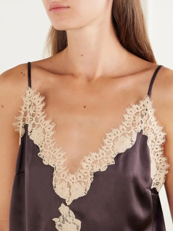 DÔEN Lace-trimmed Silk-satin Cami