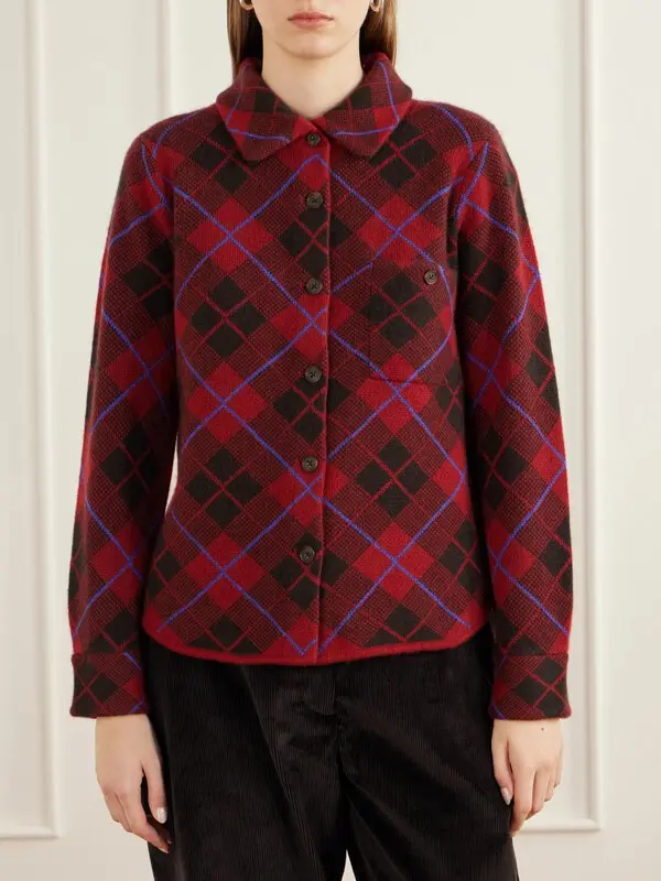 Guest In Residence Dylan Checked Cashmere Cardigan