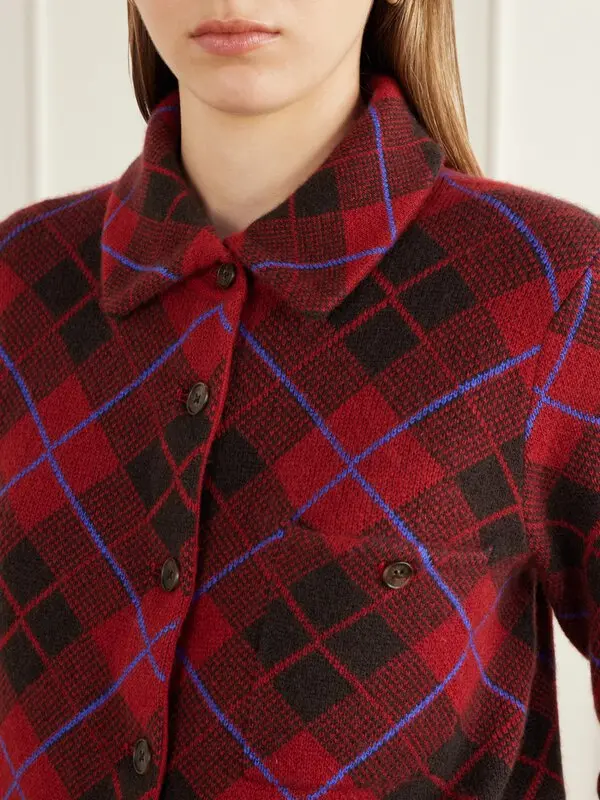 Guest In Residence Dylan Checked Cashmere Cardigan