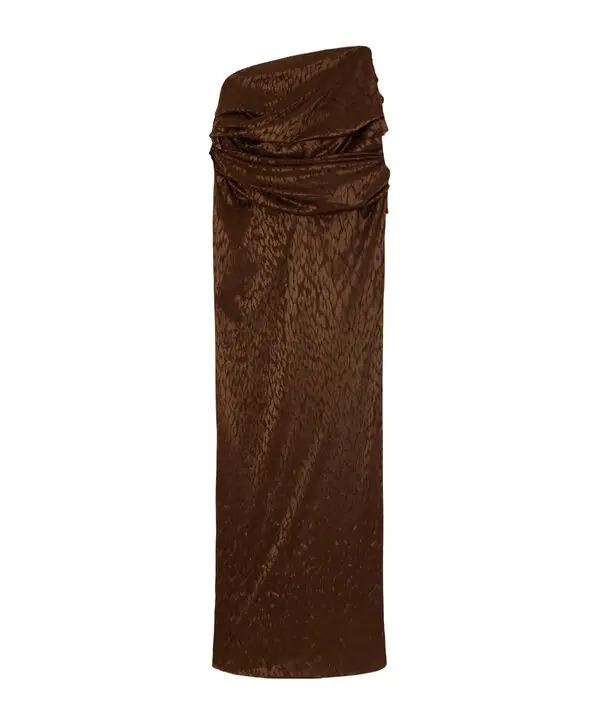 Alex Perry Draped Leopard-print Mesh Maxi Skirt