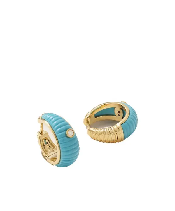 Yvonne Léon 9-karat Gold, Turquoise And Diamond Hoop Earrings