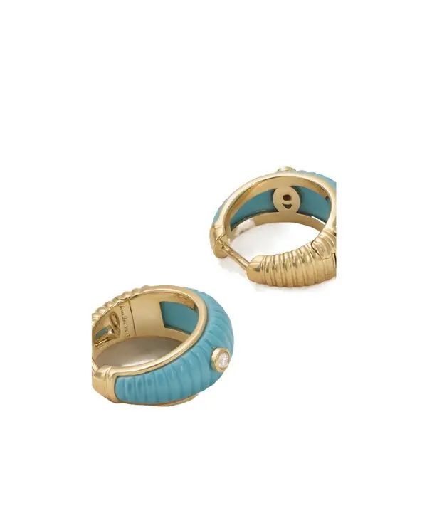 Yvonne Léon 9-karat Gold, Turquoise And Diamond Hoop Earrings