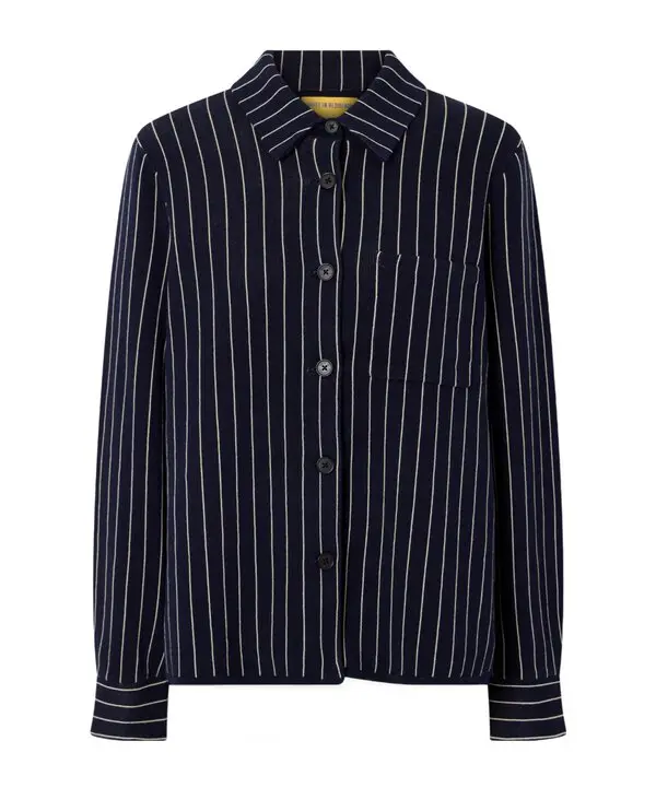 Guest In Residence Pinstriped Cotton And Silk-blend Shirt Cardigan - Blue