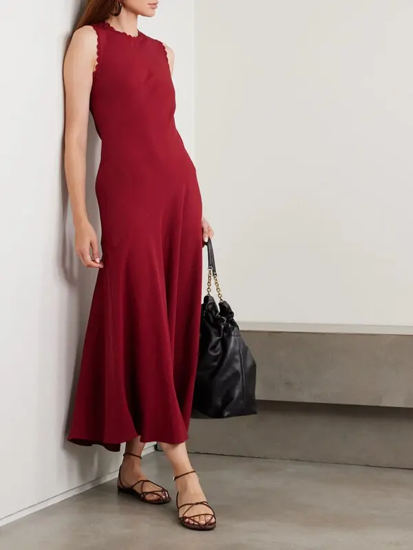 Ulla Johnson Clea Scalloped Satin-crepe Midi Dress