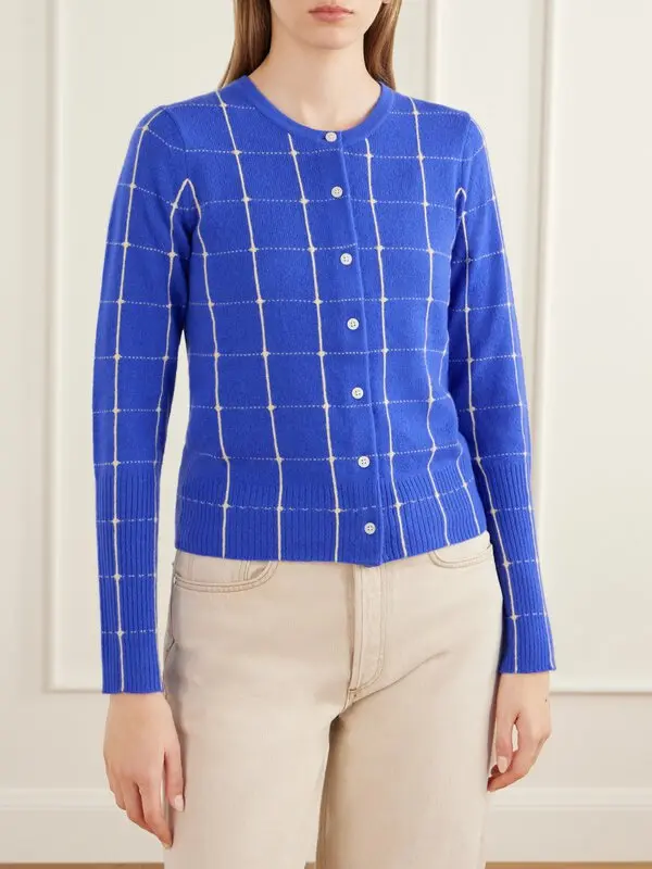 Guest In Residence Jane Checker Cashmere Cardigan