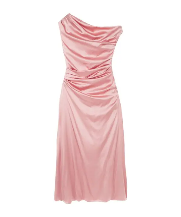 Staud Phare Draped Silk-blend Midi Dress - No