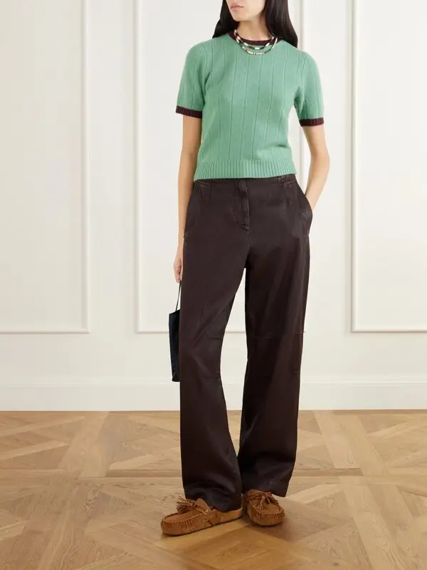 Guest In Residence Rib Ringer Cashmere T-shirt
