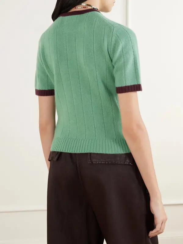 Guest In Residence Rib Ringer Cashmere T-shirt