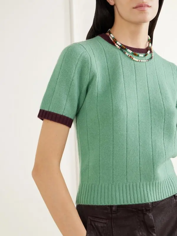 Guest In Residence Rib Ringer Cashmere T-shirt